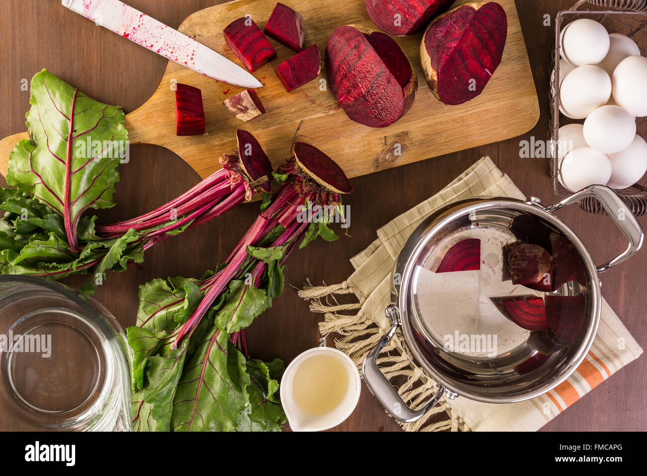 Dyeing Easter eggs with natural dye colors Stock Photo - Alamy