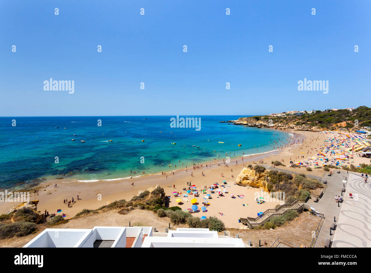 People enjoying the beach of Oura, Albufeira, Algarve Stock Photo - Alamy