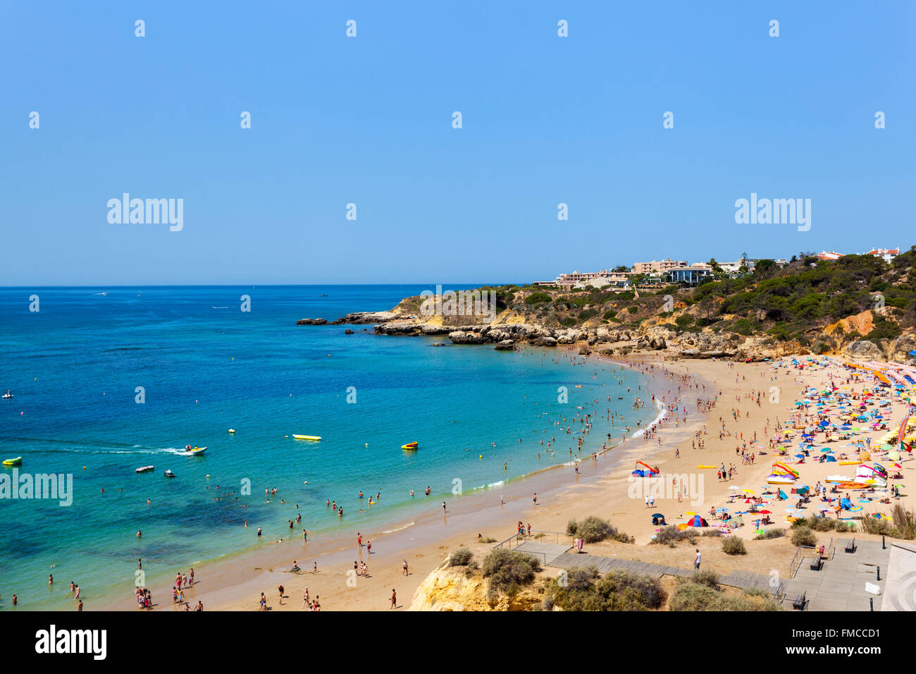 People enjoying the beach of Oura, Albufeira, Algarve Stock Photo - Alamy