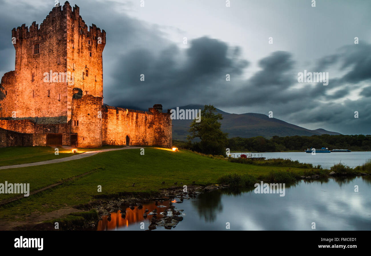 Ross castle at twilight in Killarney, Ireland Stock Photo - Alamy