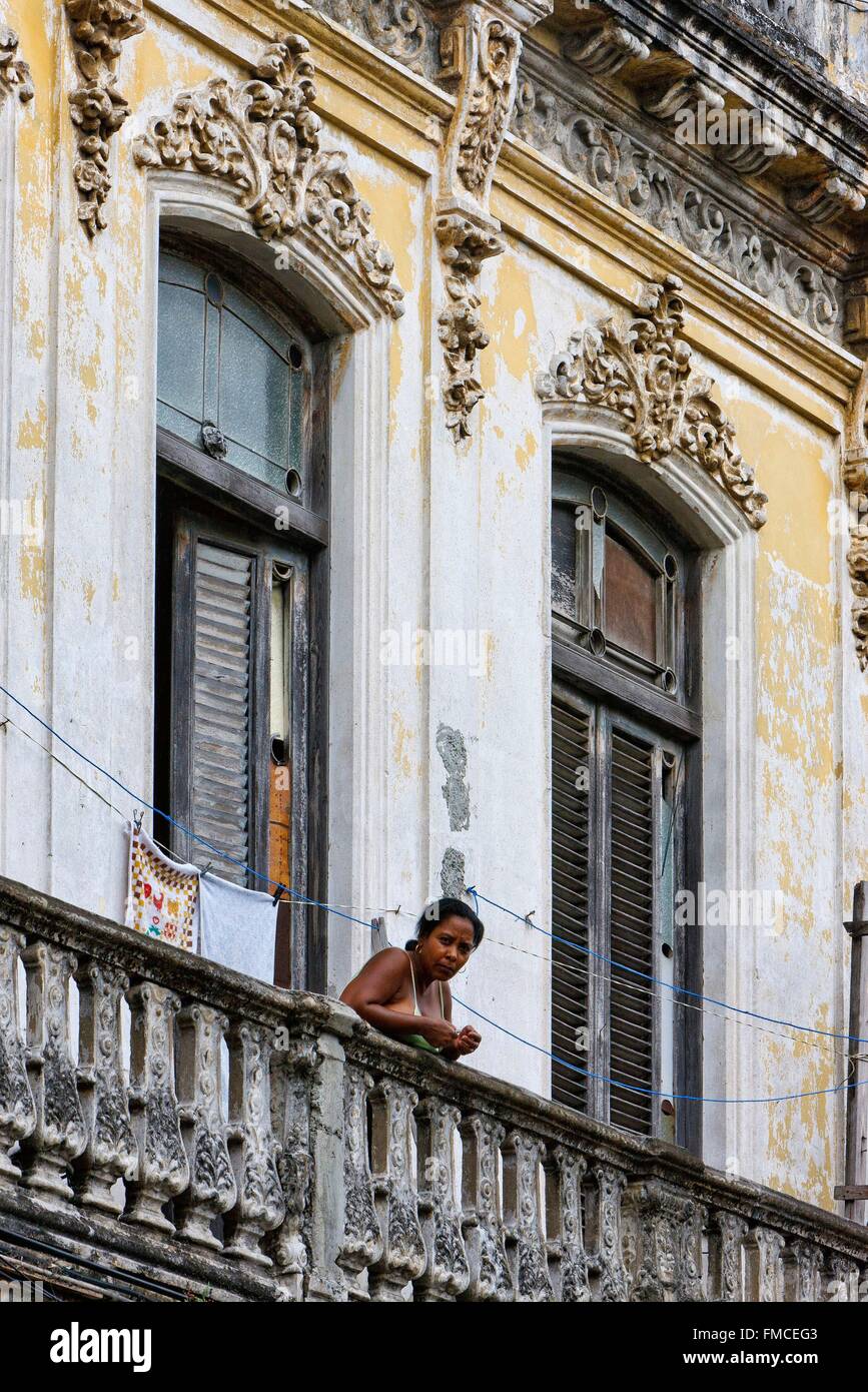 Cuba, Havana, listed as World Heritage by UNESCO, Façade, windows and ...
