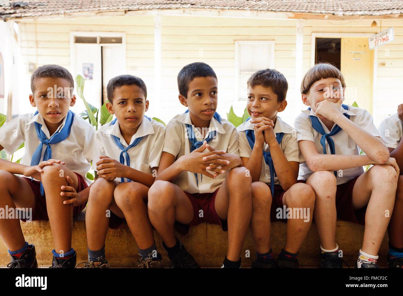 Cuba, Guantanamo, Baracoa, Children in school uniforms Stock Photo - Alamy