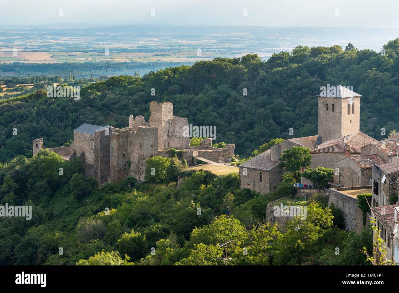 France, Aude, Cathare Country, Saissac village, Saint Michel church and ...