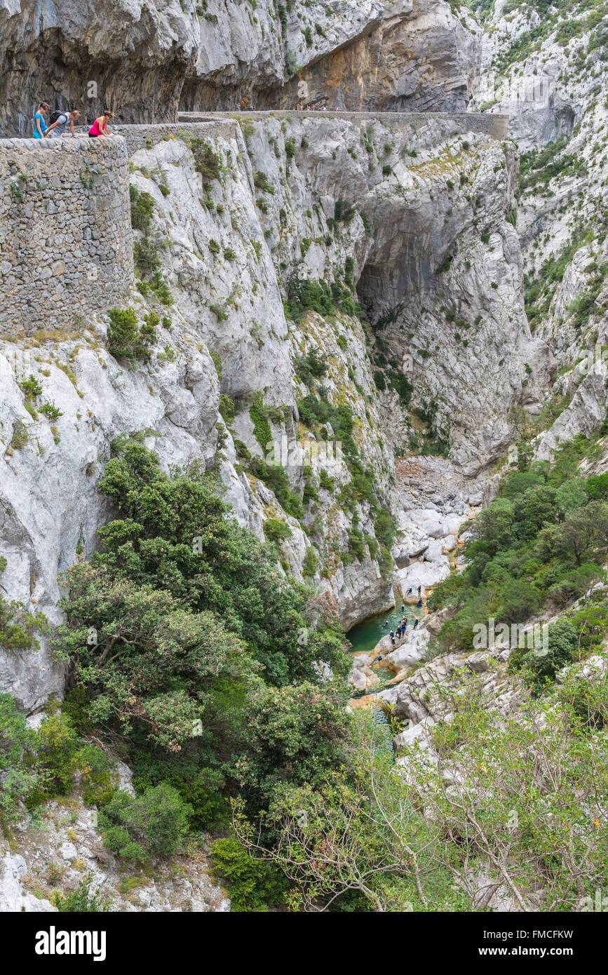 France, Aude, Cathare Country, Galamus Gorges between Aude and Pyrenees ...