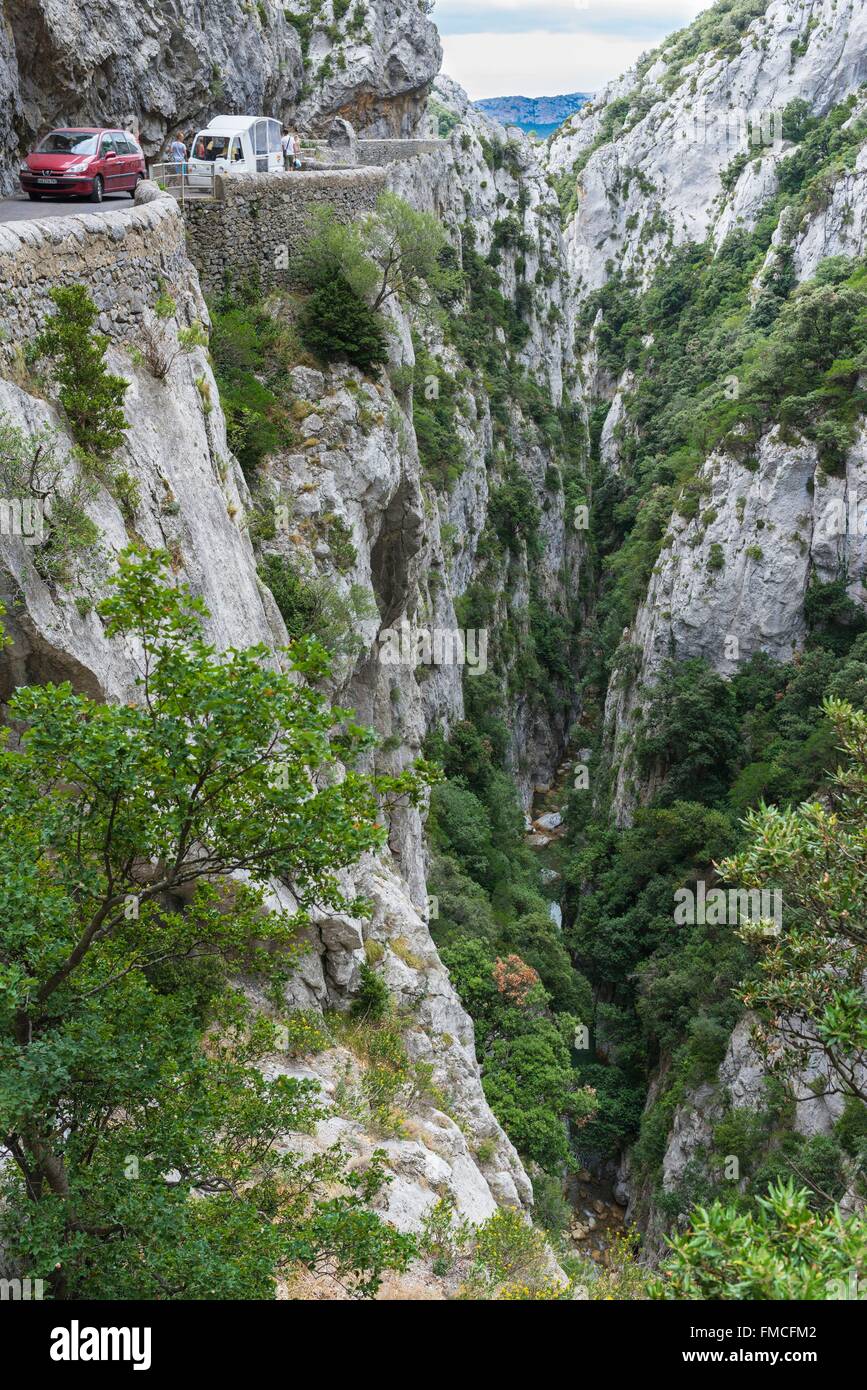 France, Aude, Cathare Country, Galamus Gorges between Aude and Pyrenees ...