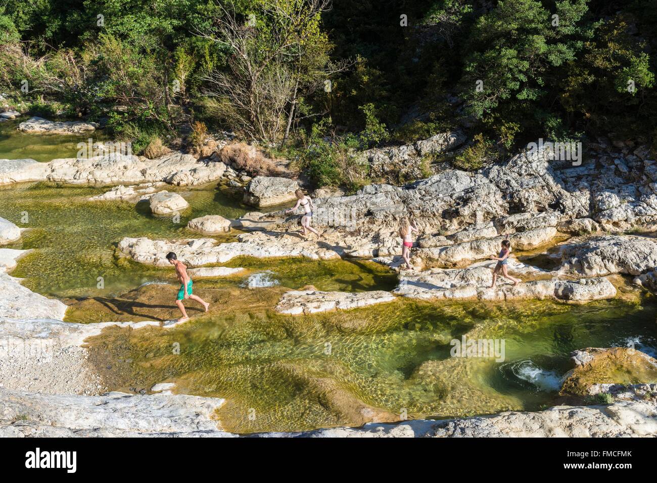 France, Aude, Cathare Country, Galamus Gorges between Aude and Pyrenees ...