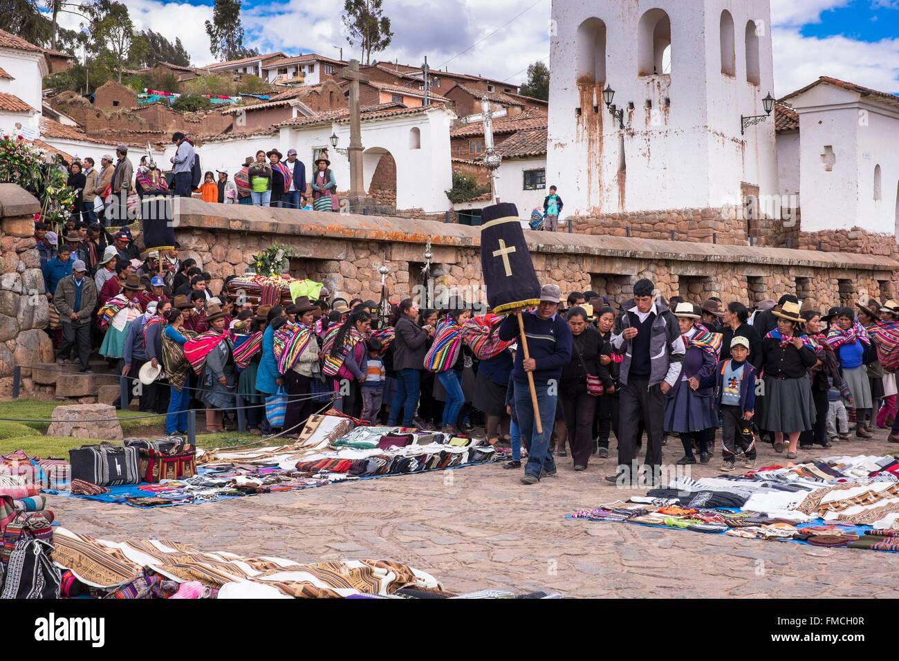 Peru, Cusco Province, Incas Sacred Valley, Chinchero, a funeral ...