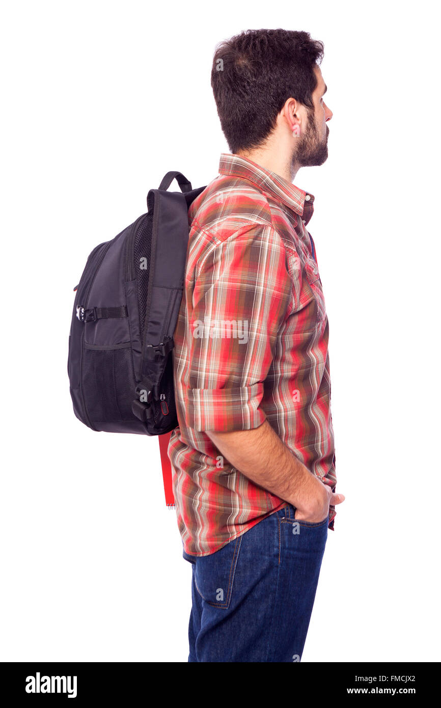 Side view of a male student, isolated on white background Stock Photo ...