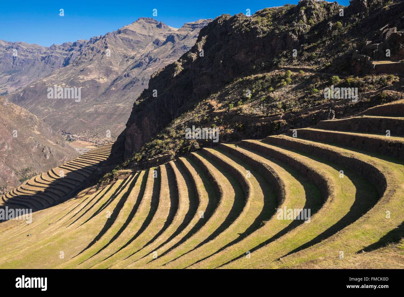 Peru, Cusco Province, Incas Sacred Valley, Pisac, terraced fields Stock ...