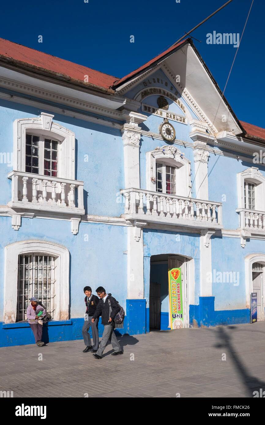 Peru, Puno Province, Puno on the banks of Titicaca lake, Pino park, San ...