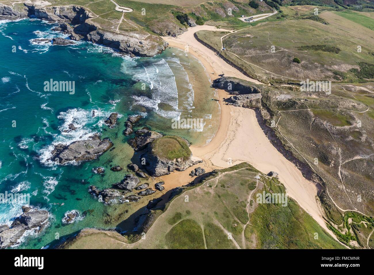France, Morbihan, Belle Ile, Sauzon, port de Donnant (aerial view Stock ...