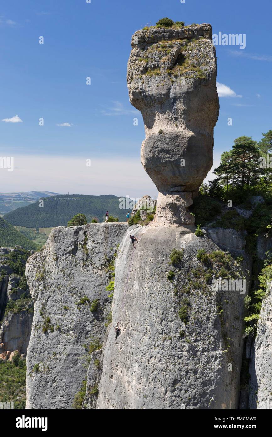 France, Lozere, Le Rozier, Jonte gorges, the Causse Mejean climbing ...