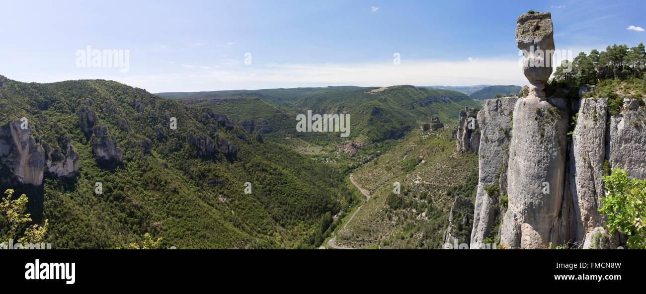 France, Lozere, Le Rozier, Jonte gorges, the Causse Mejean climbing ...
