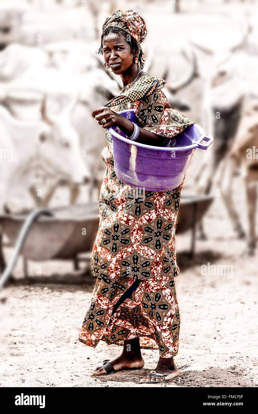 Senegal, Sahel, Ferlo region, Widou Thiengoly, Peul woman Stock Photo ...