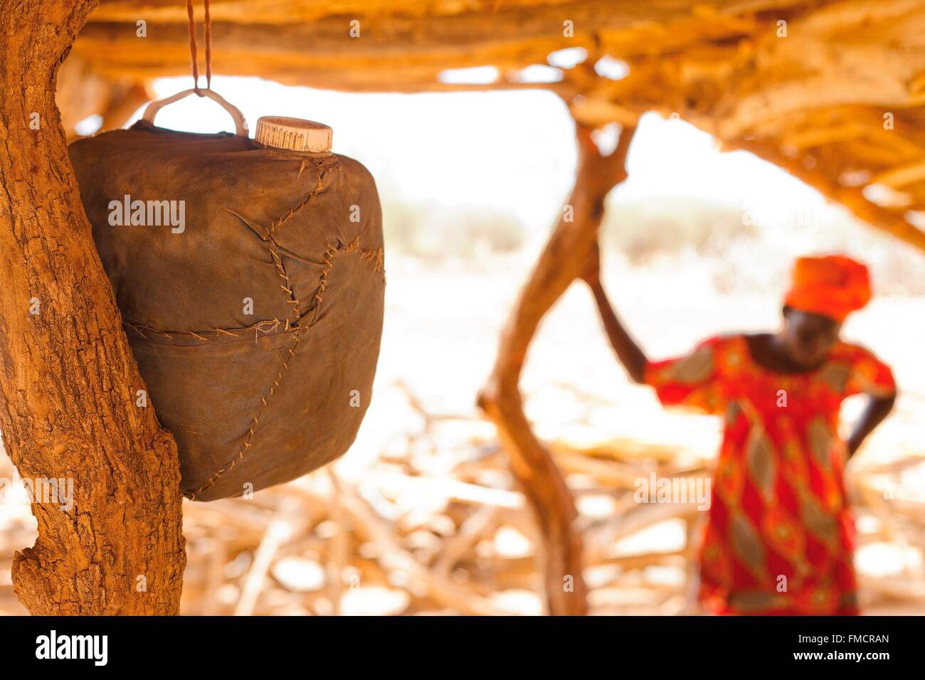 Senegal, Sahel, Ferlo region, Widou Thiengoly, Woman in her hut Stock ...