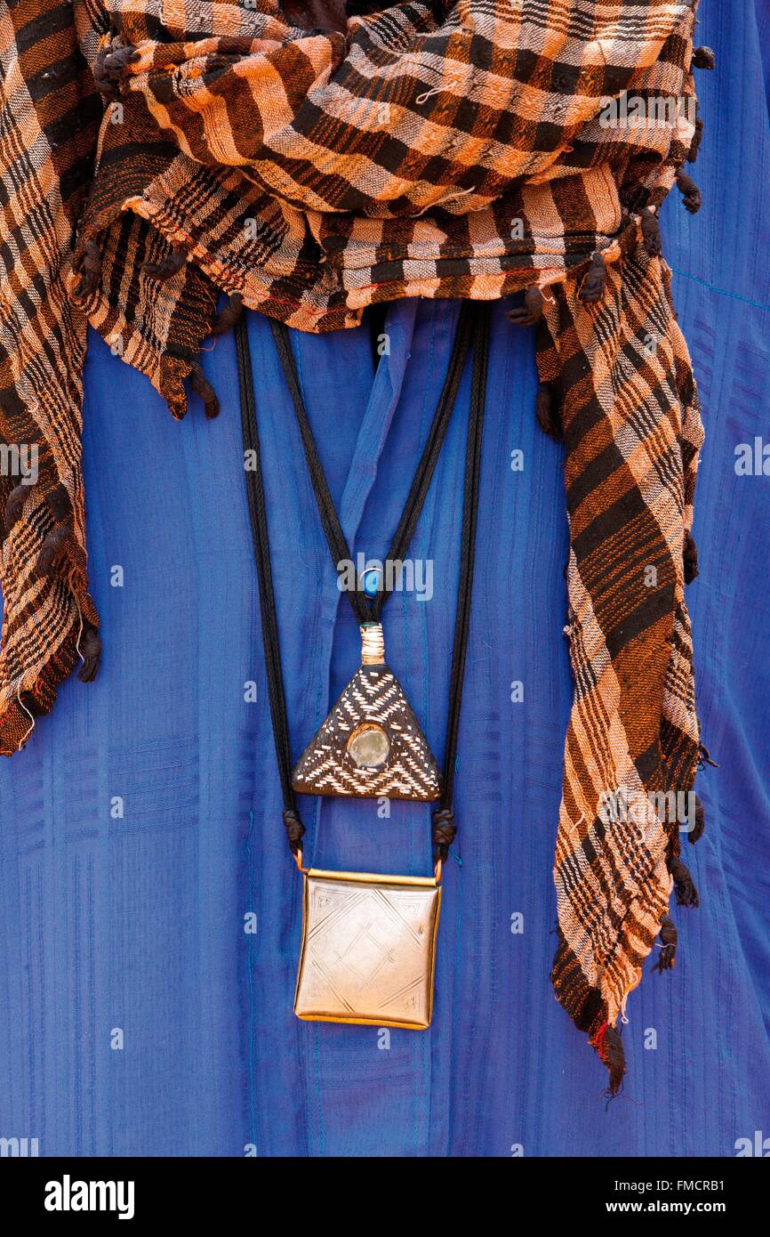 Senegal, Sahel, Ferlo region, Widou Thiengoly, Talisman neck of a man ...