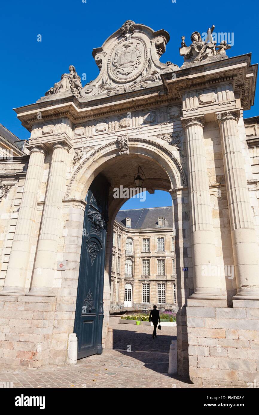 France, Pas de Calais, Arras, entrance gate of Saint Vaast abbey that ...