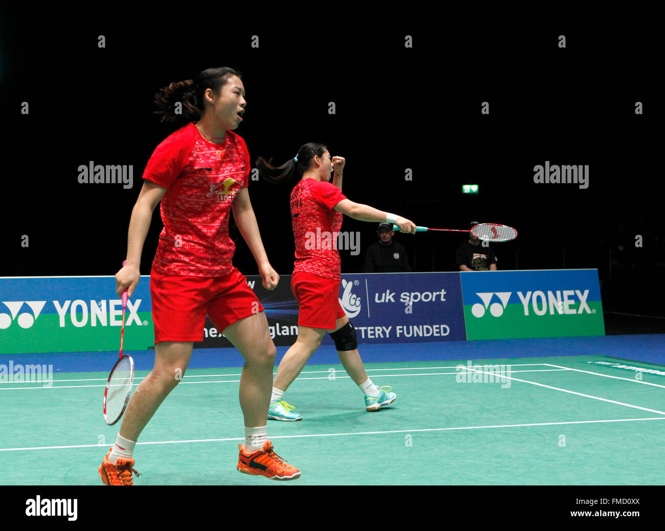 Birmingham. 11th Mar, 2016. China's Luo Ying/Luo Yu (L) celebrate a ...