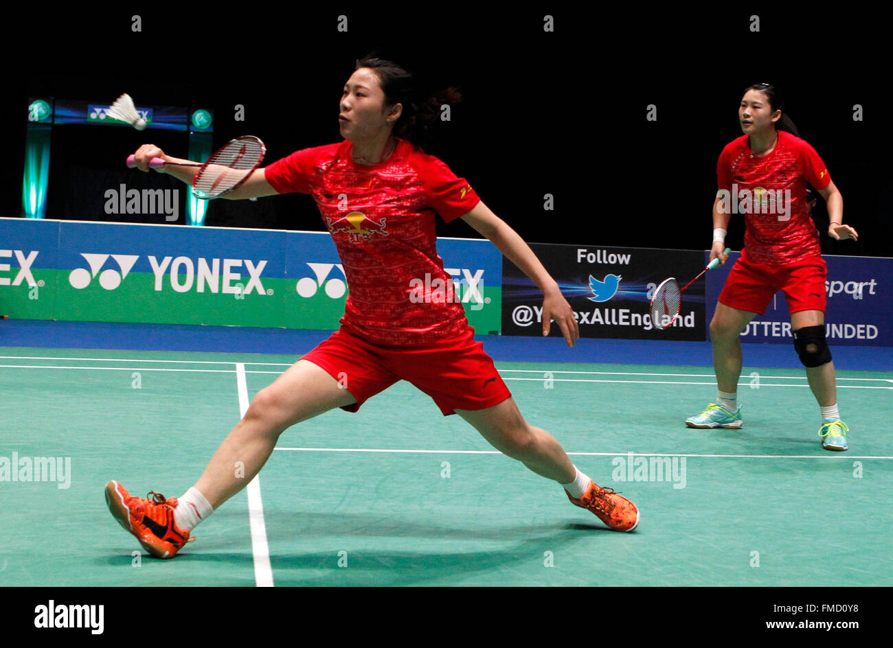 Birmingham. 11th Mar, 2016. China's Luo Ying/Luo Yu (L) compete during ...