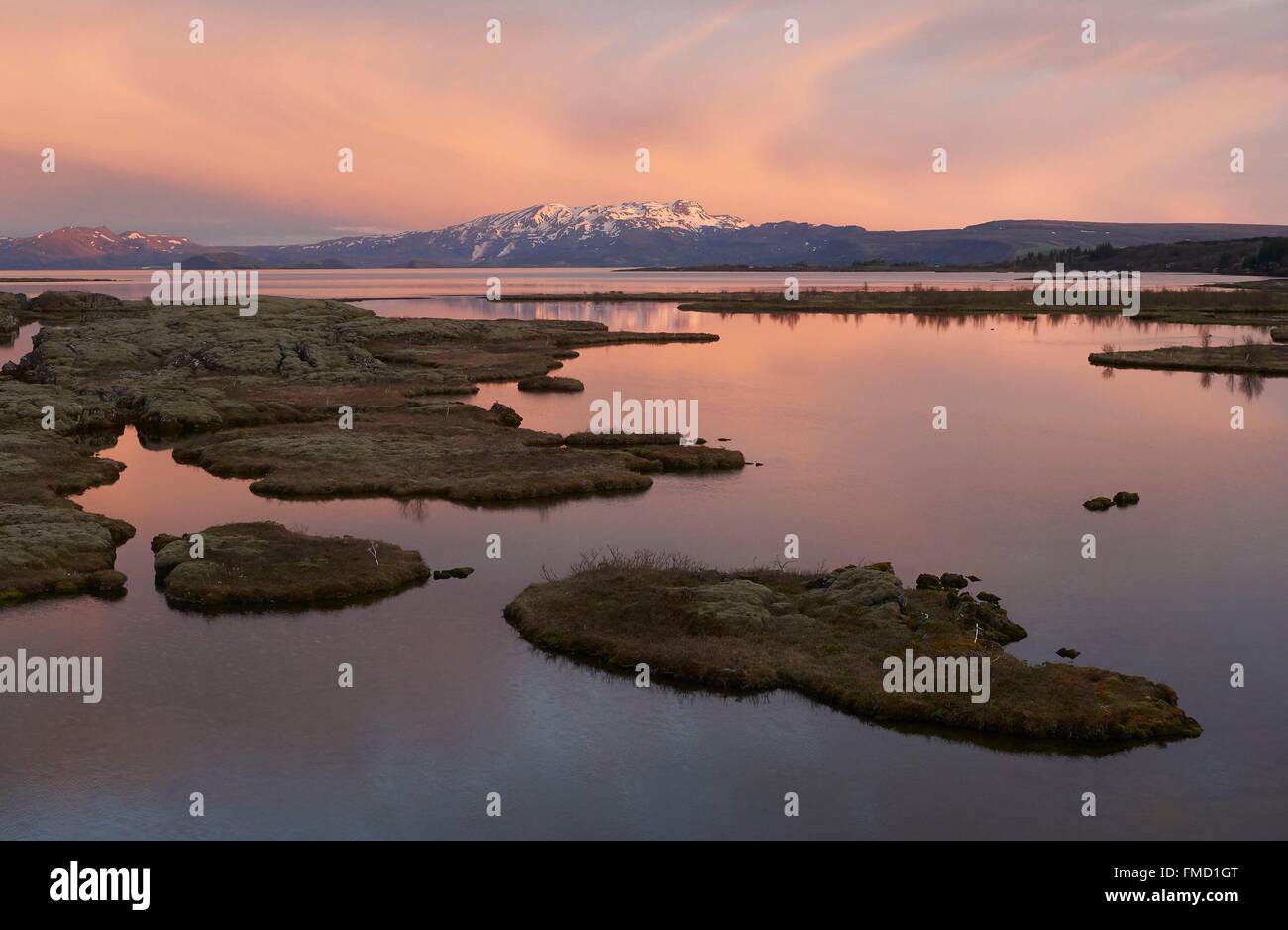 Iceland, Golden Circle, the plain of Parliament, Thingvellir lake ...