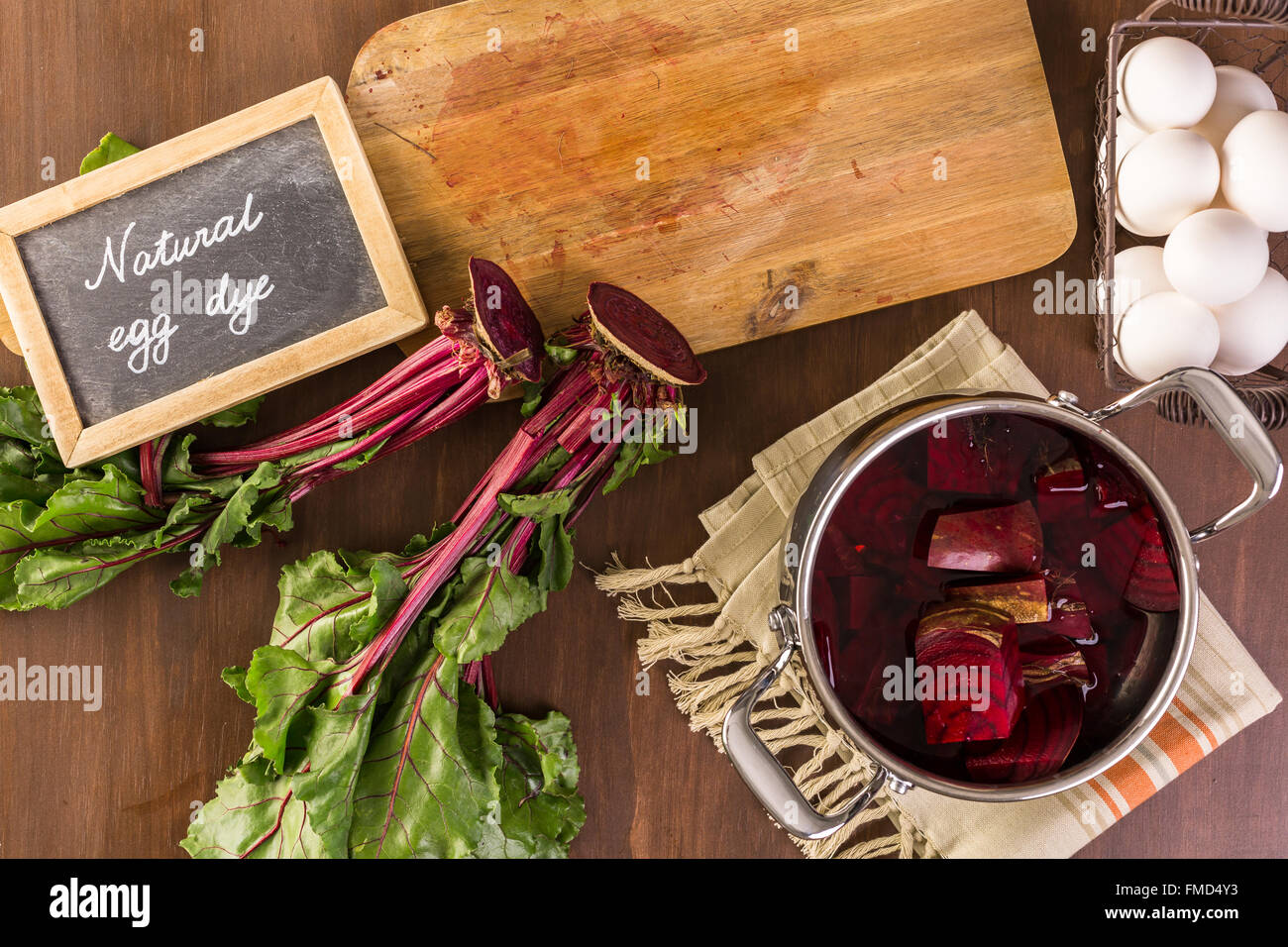 Dyeing Easter eggs with natural dye colors Stock Photo - Alamy