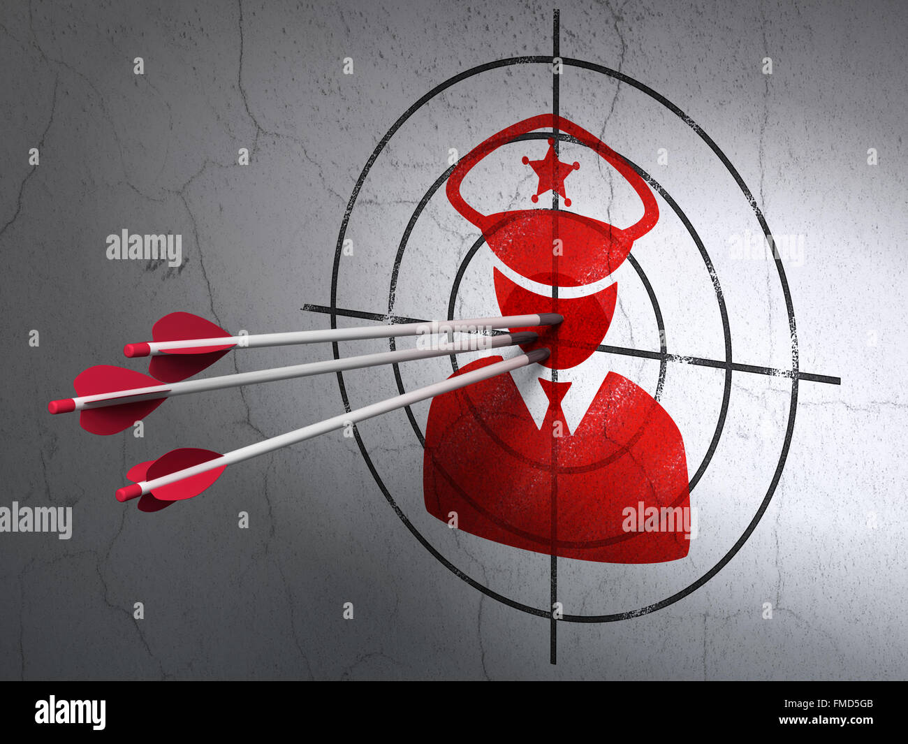 Law concept: arrows in Police target on wall background Stock Photo - Alamy