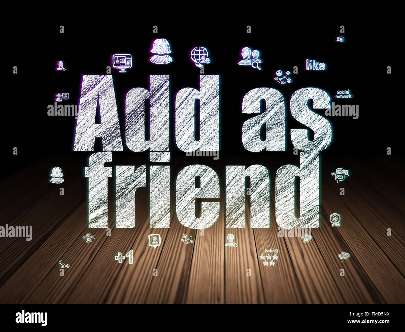 Social media concept: Add as Friend in grunge dark room Stock Photo - Alamy