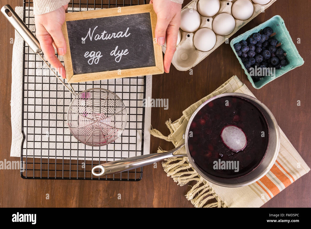 Dyeing Easter eggs with natural dye colors Stock Photo - Alamy