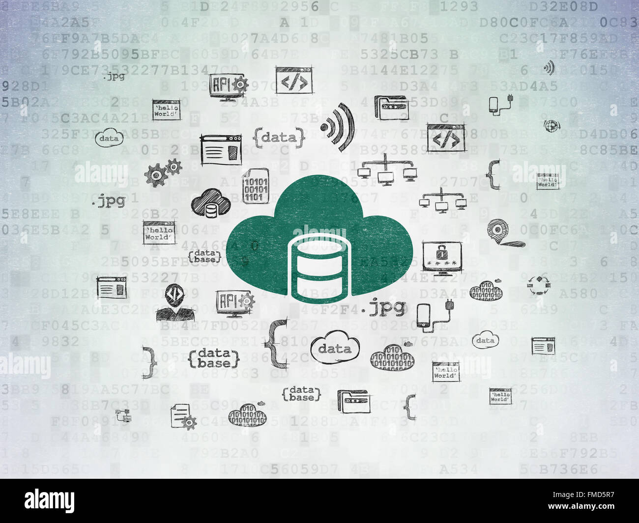 Database concept: Database With Cloud on Digital Paper background Stock ...