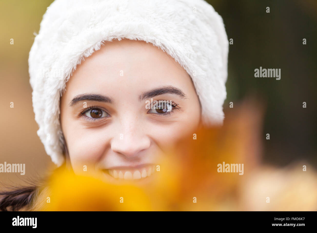 Headshot of a cute woman at the park Stock Photo - Alamy