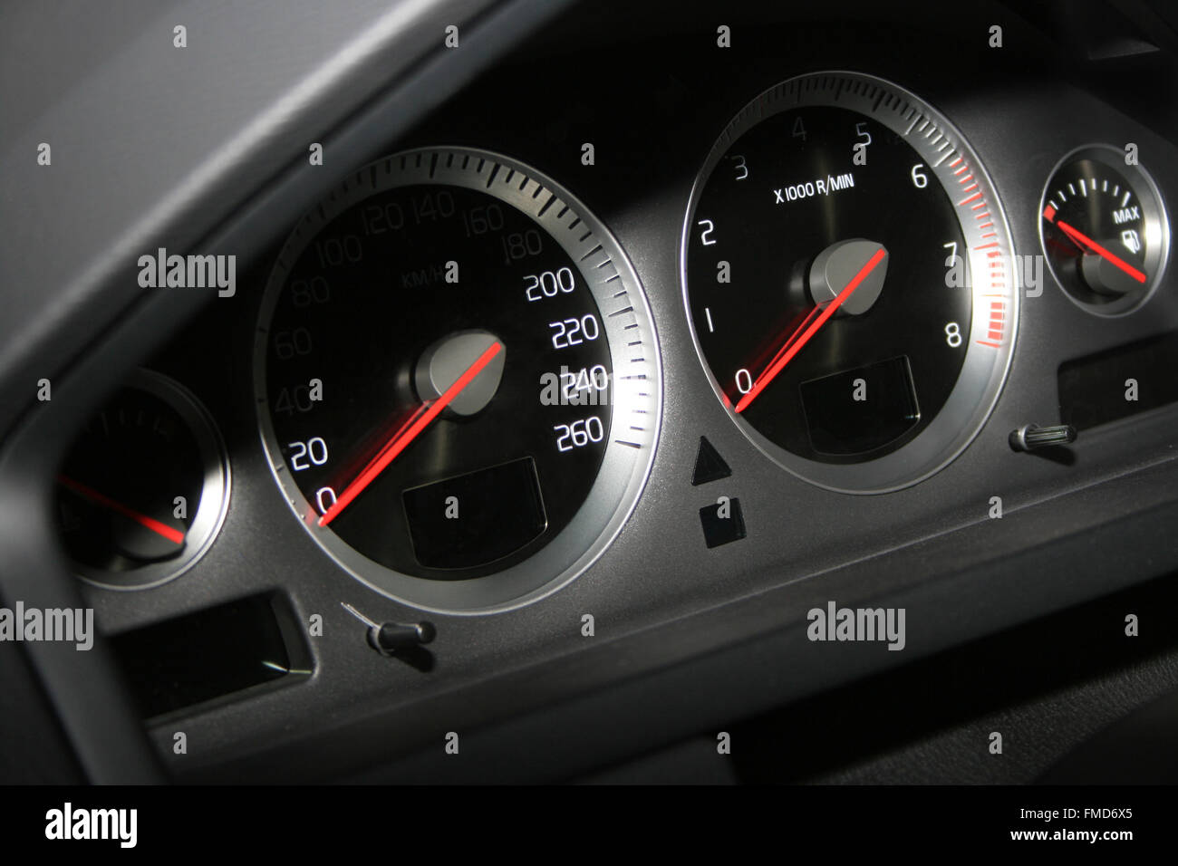 Speedometerr and tachometer by the modern machine Stock Photo - Alamy