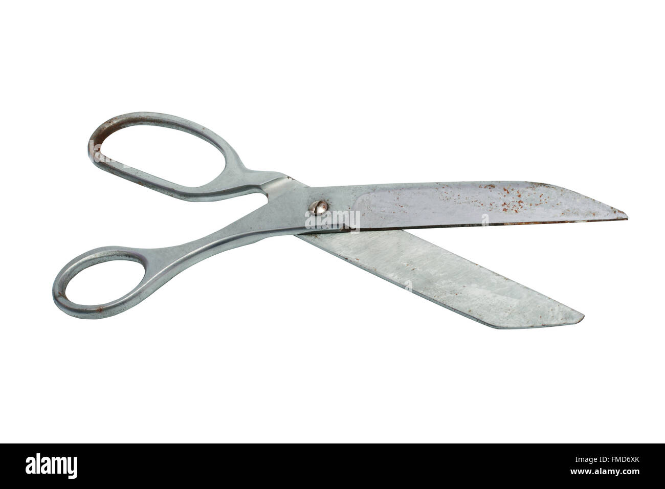 old metal scissors on a white background Stock Photo - Alamy