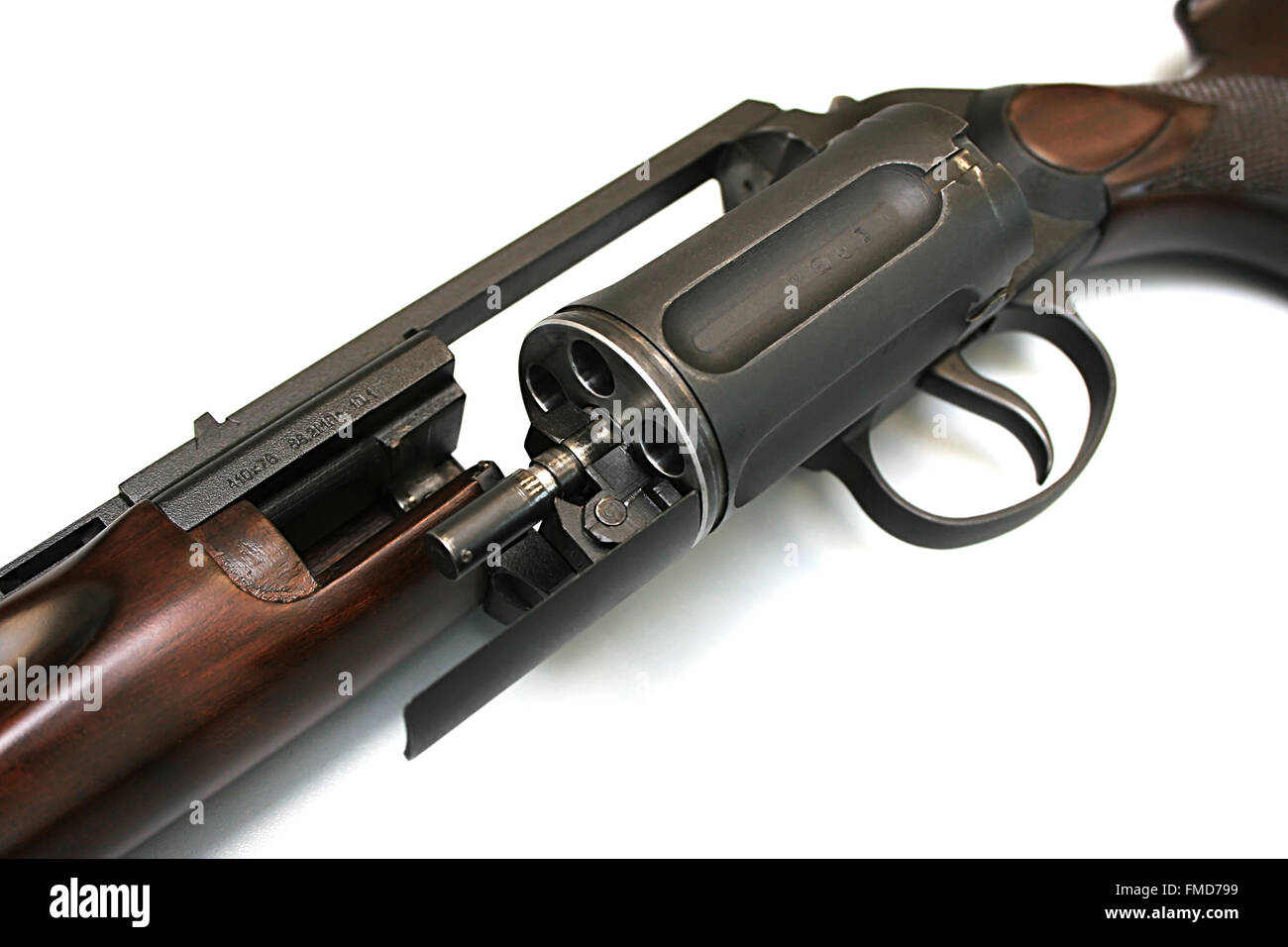 The revolving hunting weapon on a white background Stock Photo - Alamy