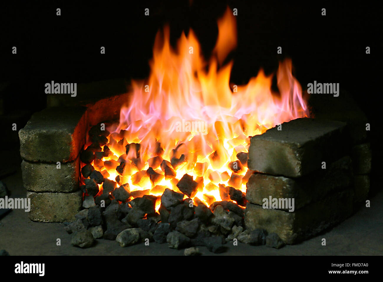 Flame on coal burning in hi-res stock photography and images - Alamy