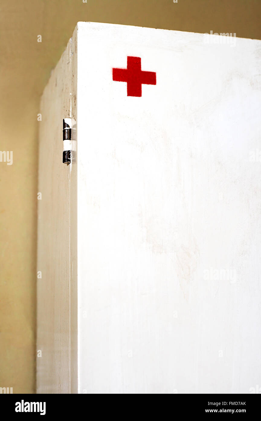 The first-aid set on a brown wall Stock Photo - Alamy