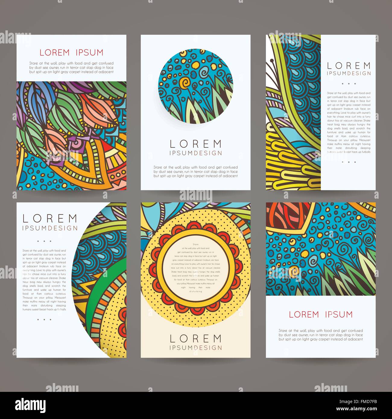 Set of vector design templates. Brochures in random colorful style ...