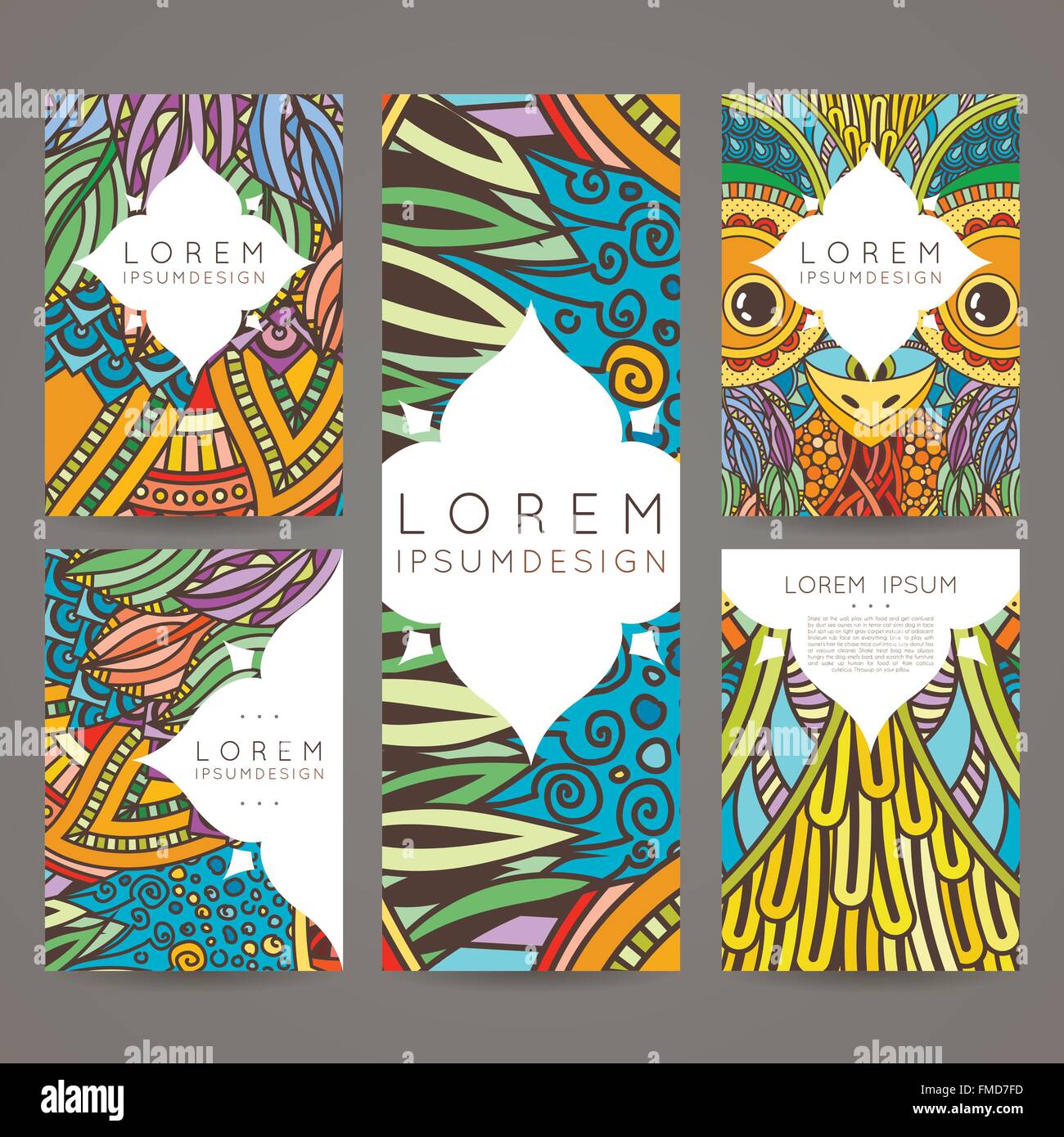 Set of vector design templates. Brochures in random colorful style ...