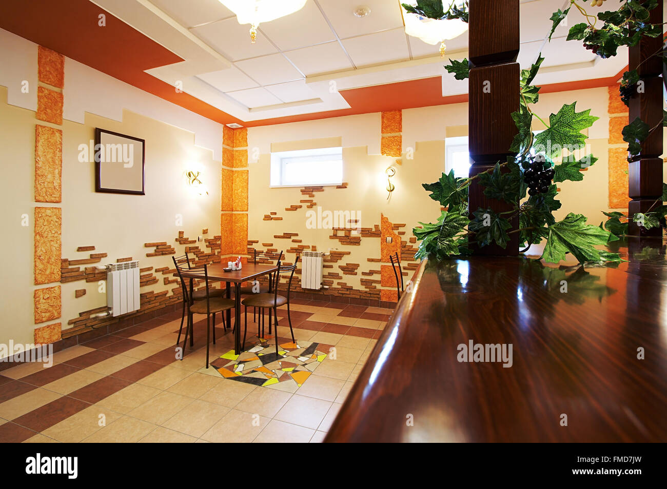 Beautiful and fashionable cafe in modern hotel Stock Photo - Alamy