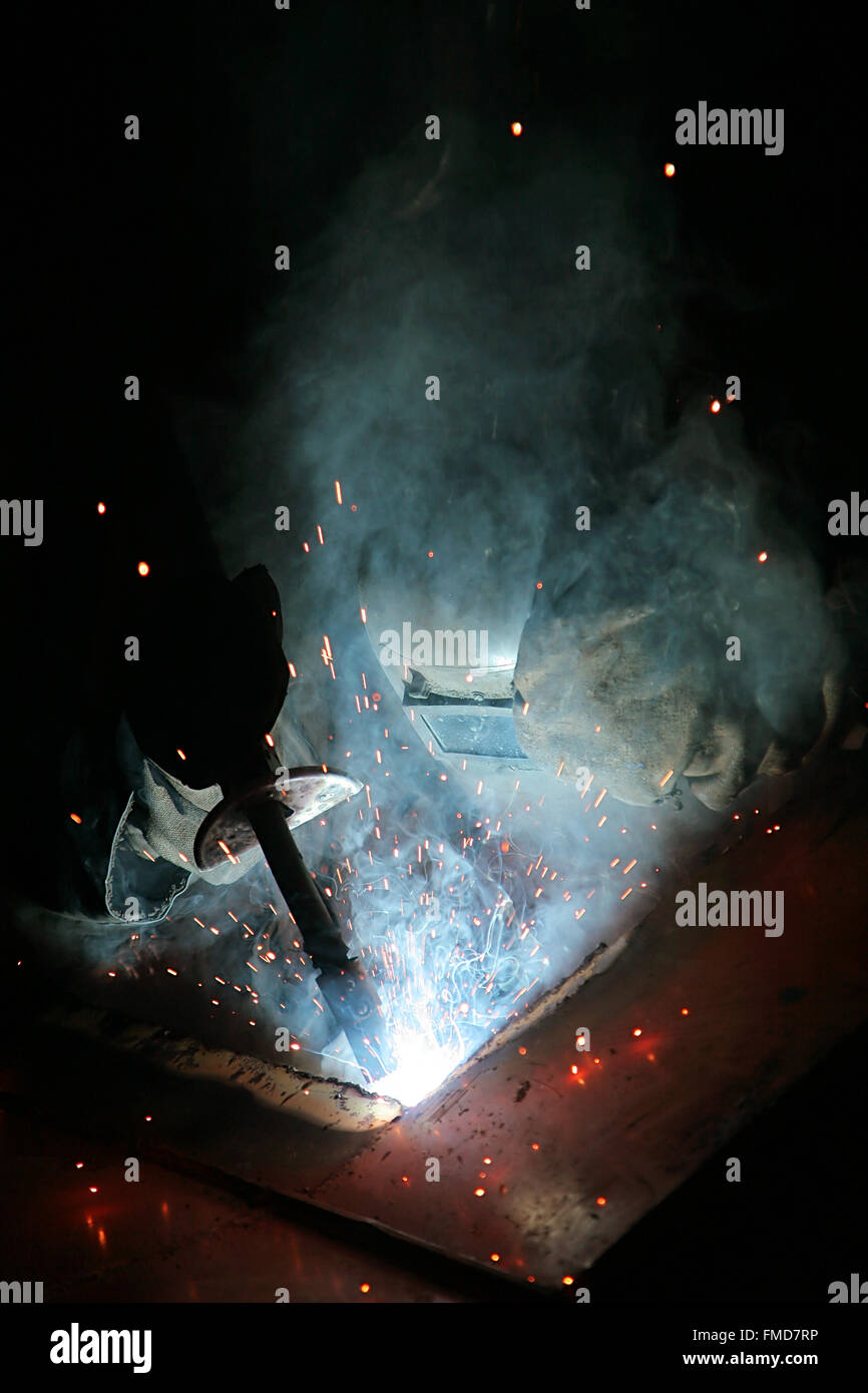 Electric welding of details at a modern factory Stock Photo - Alamy