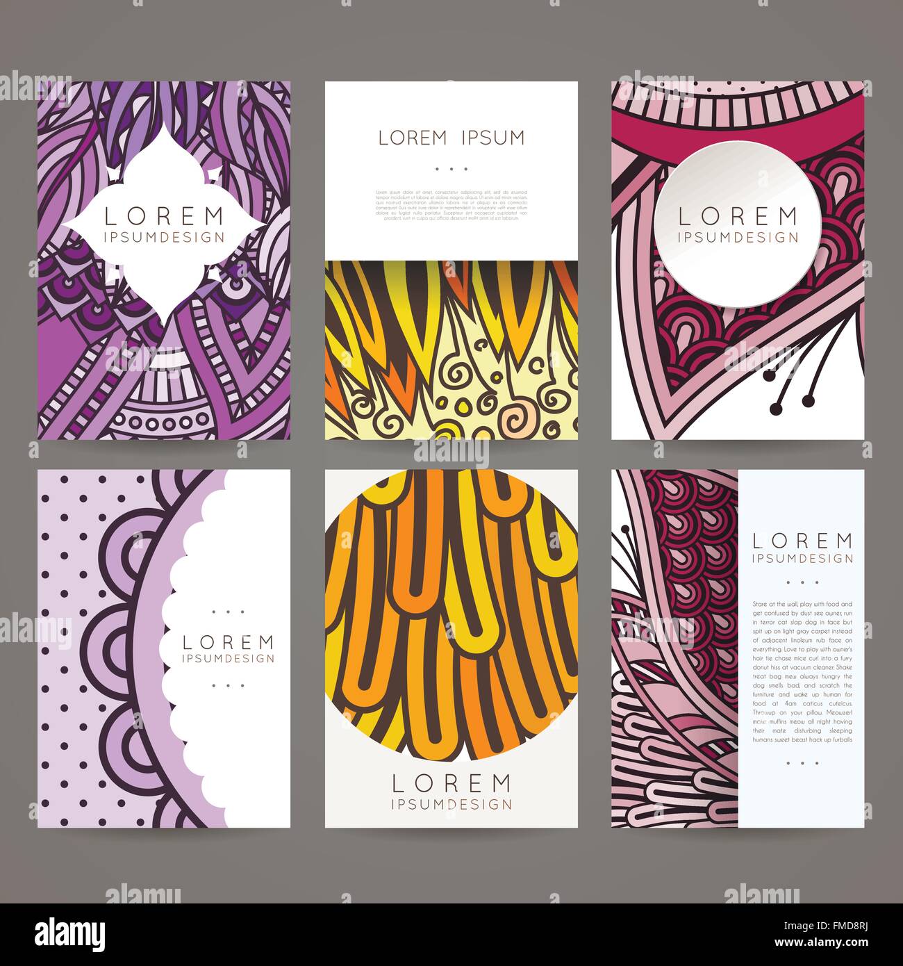 Set of vector design templates. Brochures in random colorful style ...