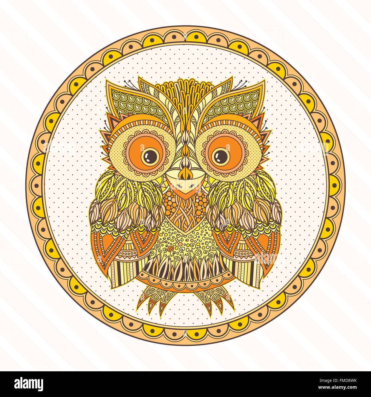 Vector zentangle owl illustration. Ornate patterned bird Stock Vector ...