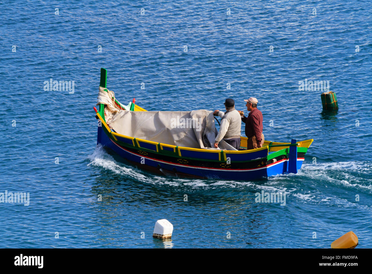 Traditional Maltese Luzzu fishing boat, Grand Harbour, Valletta, Malta ...
