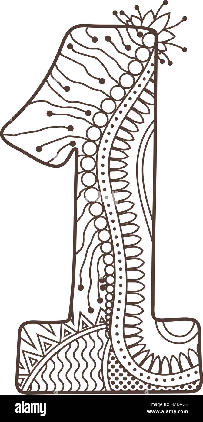 Zentangle number. Vector decorative number Stock Vector Image & Art - Alamy