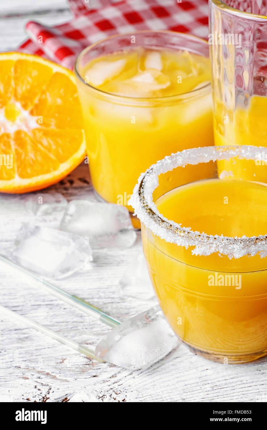 Soft drink of squeezed orange flavored ice Stock Photo - Alamy