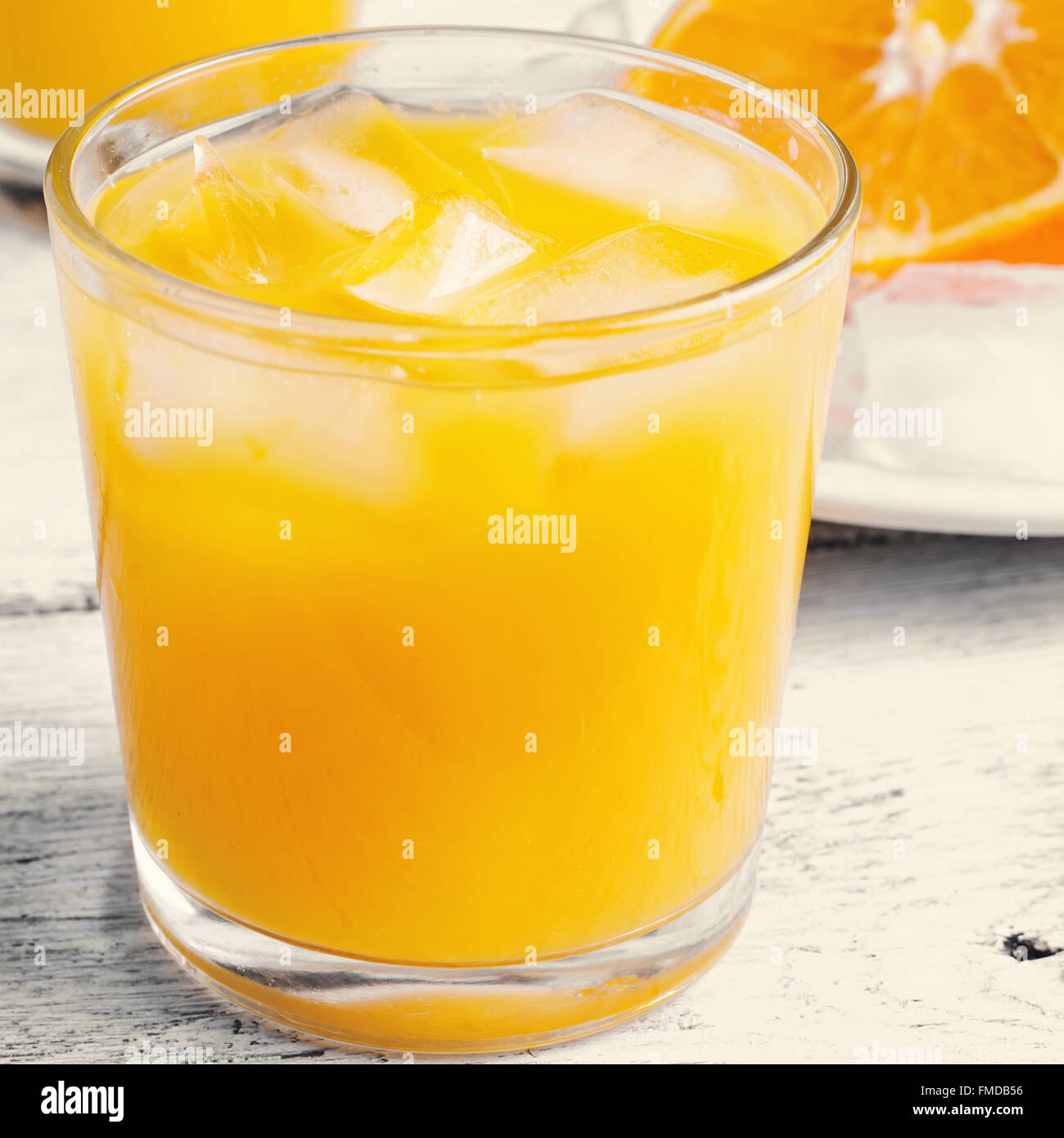 Glass cup with fresh orange juice vitamin.Photo tinted Stock Photo - Alamy