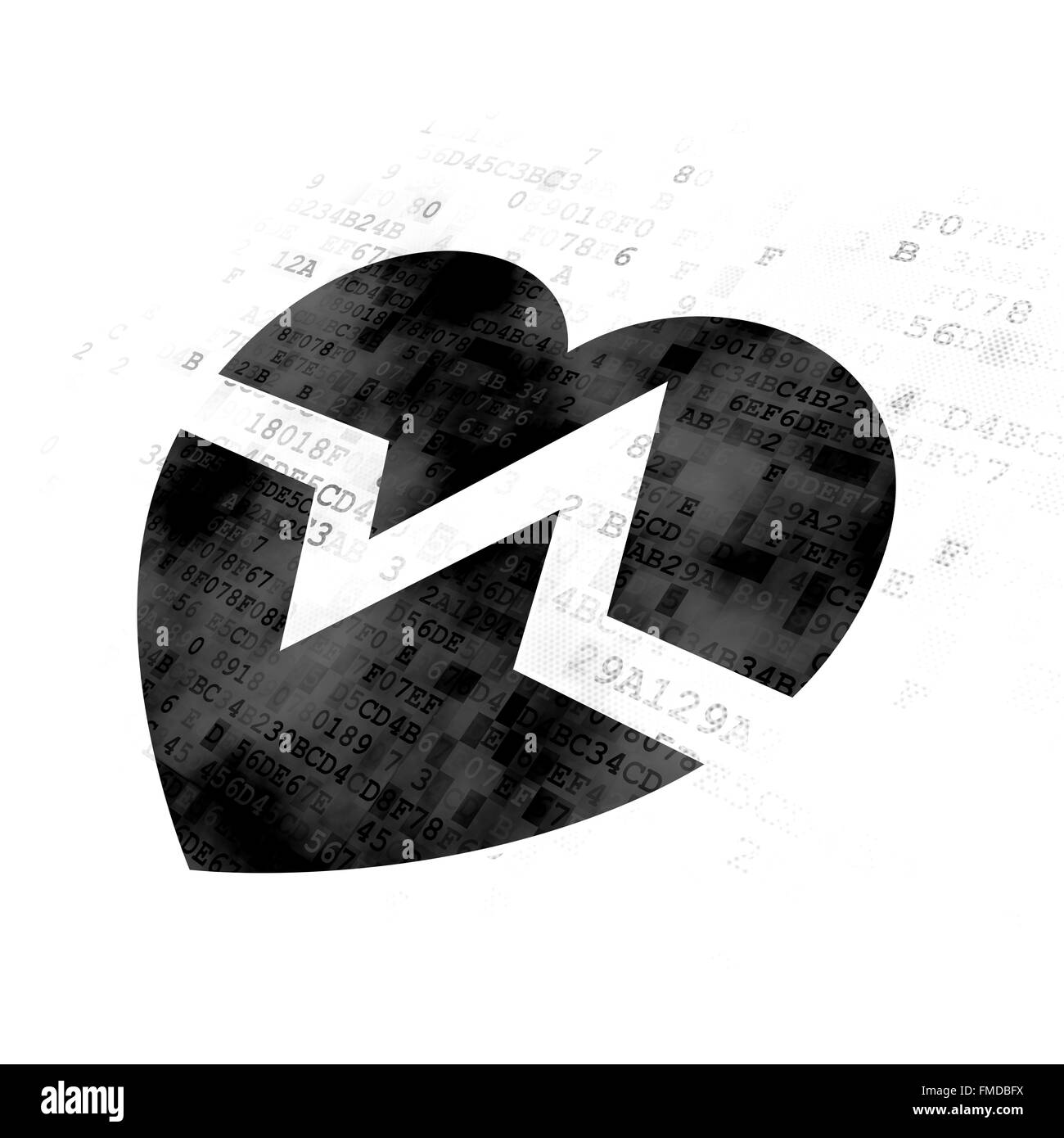 Health concept: Pixelated black Heart icon on Digital background Stock ...