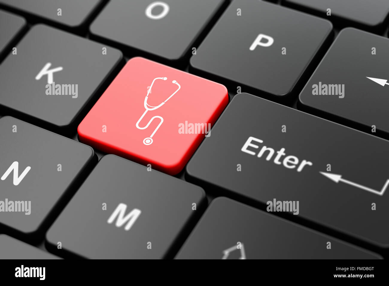 Healthcare concept: computer keyboard with Stethoscope icon on enter ...