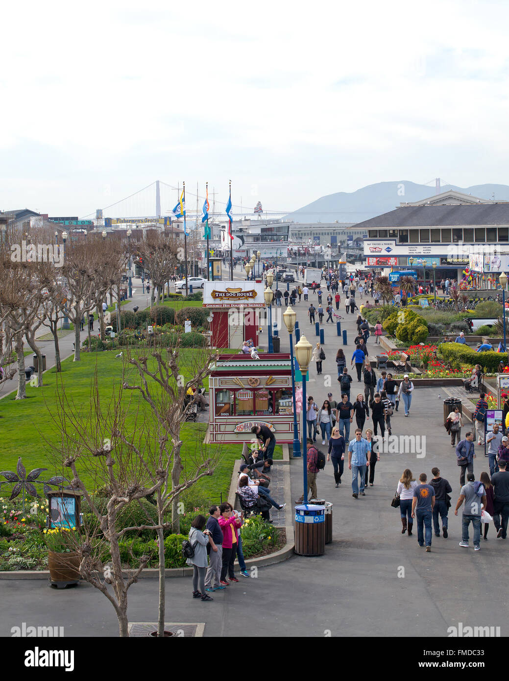 Public Promenade of Pier 39, San Francisco, California, with the Golden ...