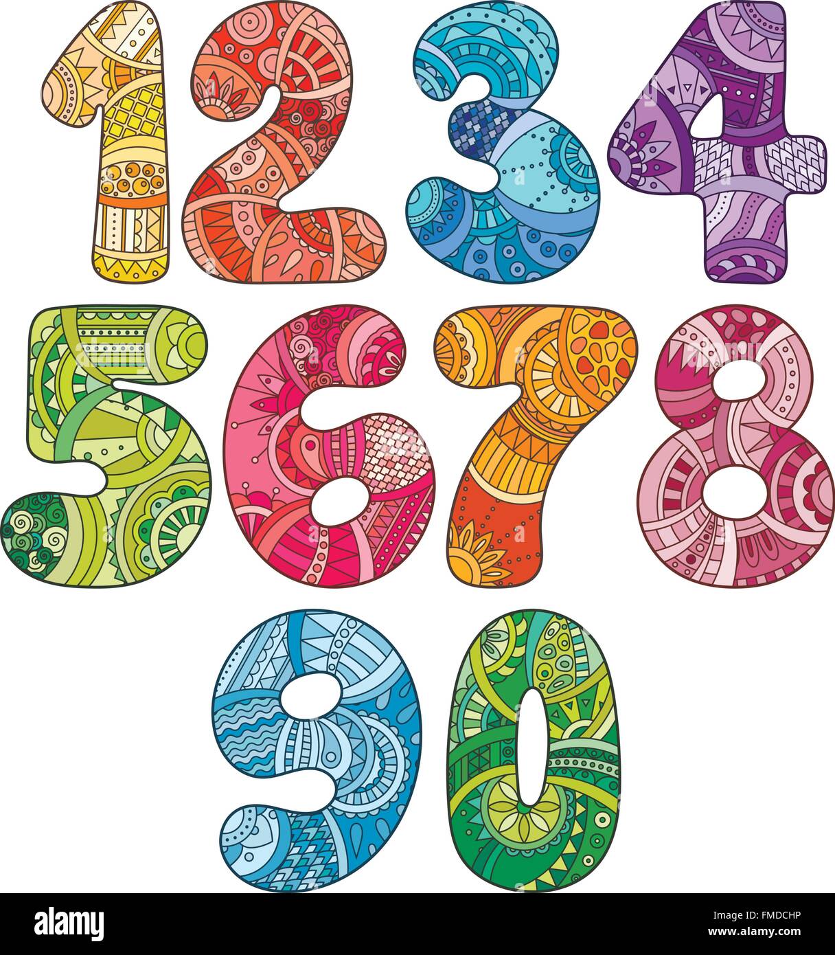 Zentangle numbers set collection doodle Stock Vector Images - Alamy