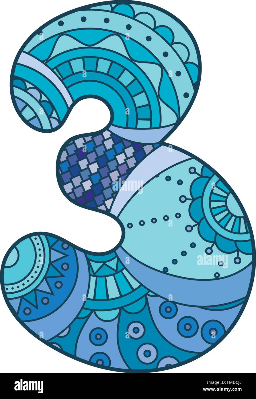 Zentangle number. Vector decorative number Stock Vector Image & Art - Alamy